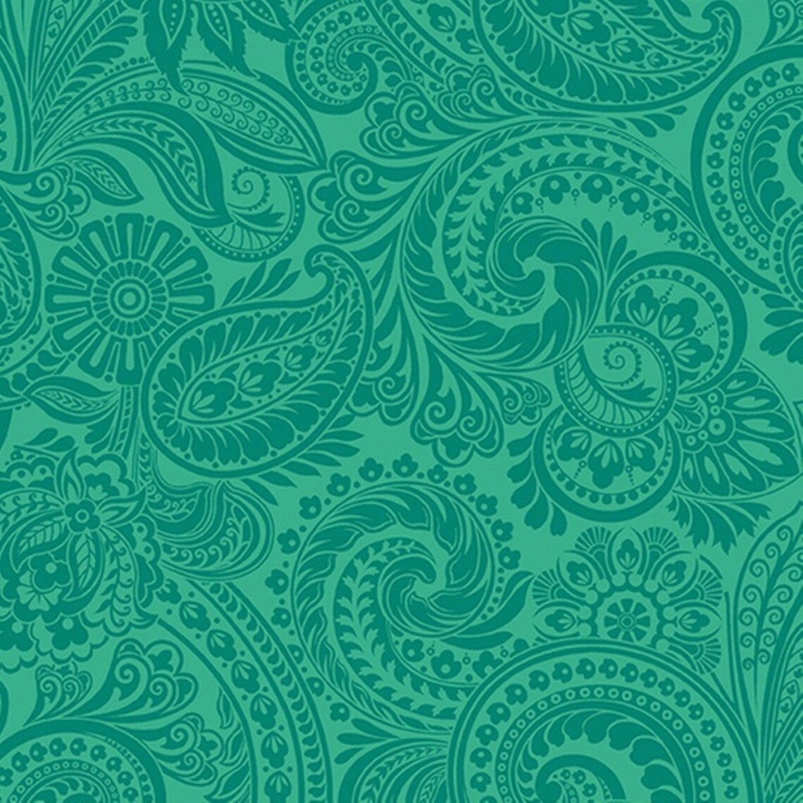 Flower Festival Green Paisley Fabric by Benartex – 100% Cotton, 45 ...