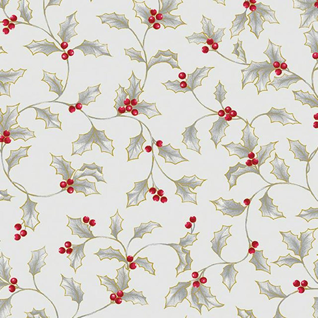 Holly Berry Cotton Fabric: Benartex Botanical Holiday Print - Etsy