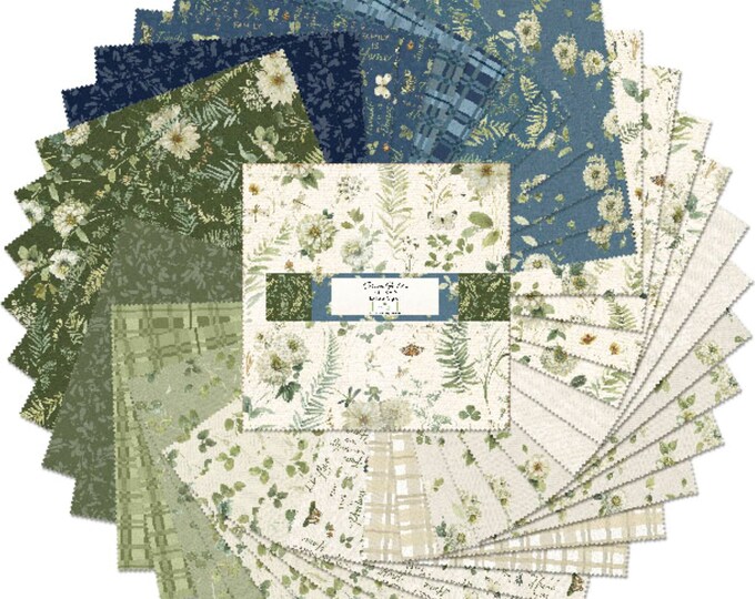 Green Fields 10 Precut Fabric Squares - Etsy