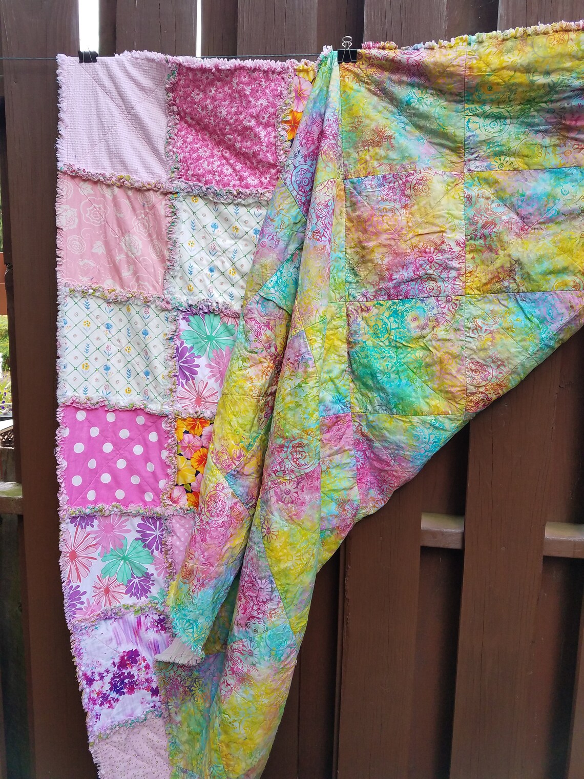 Pink Rag Rag Quilt Pink Blanket Throw Girl Rag Quilt Teen | Etsy