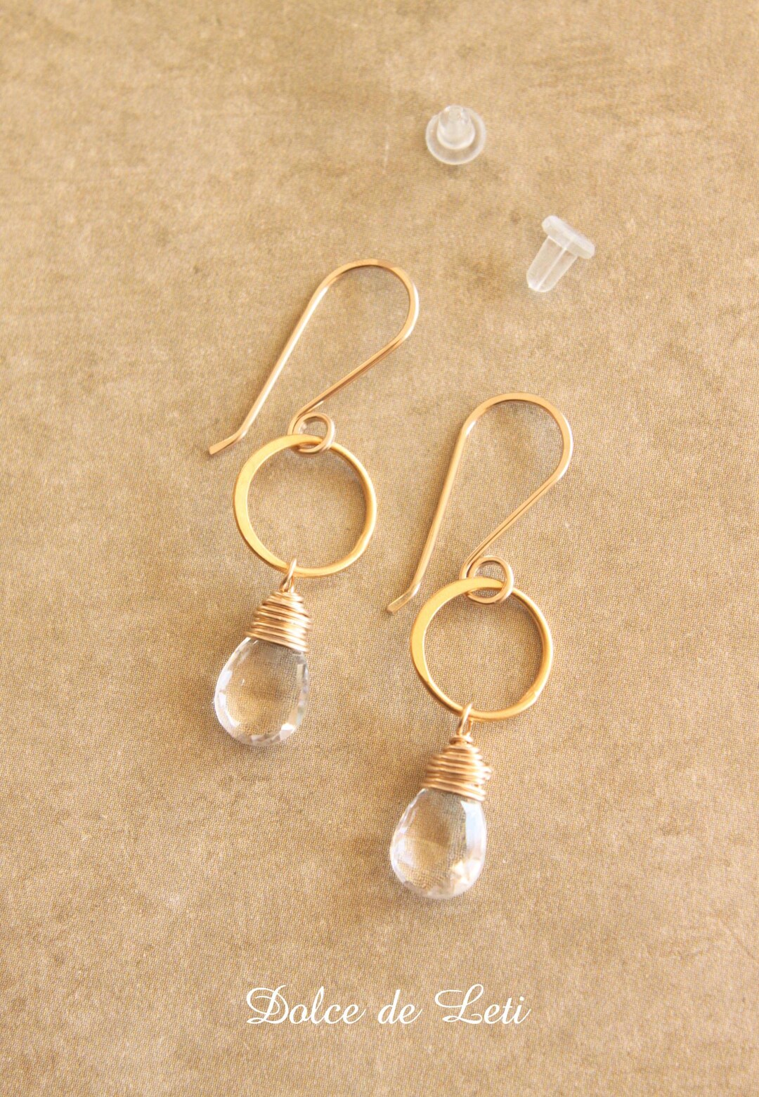 Clear Quartz Gold Hoop Earrings for Women. Clear Gemstone Hoops ...