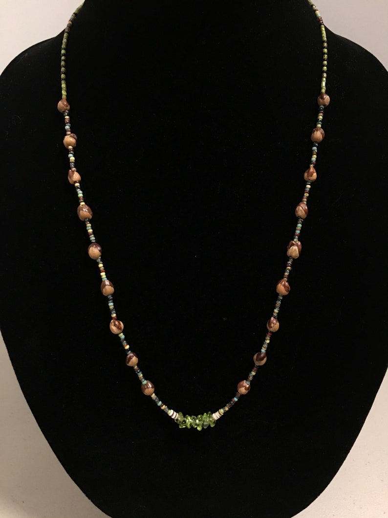 Choctaw Spirit Native Handmade Ghost Bead Necklace, Juniper Berries & Peridot - Etsy