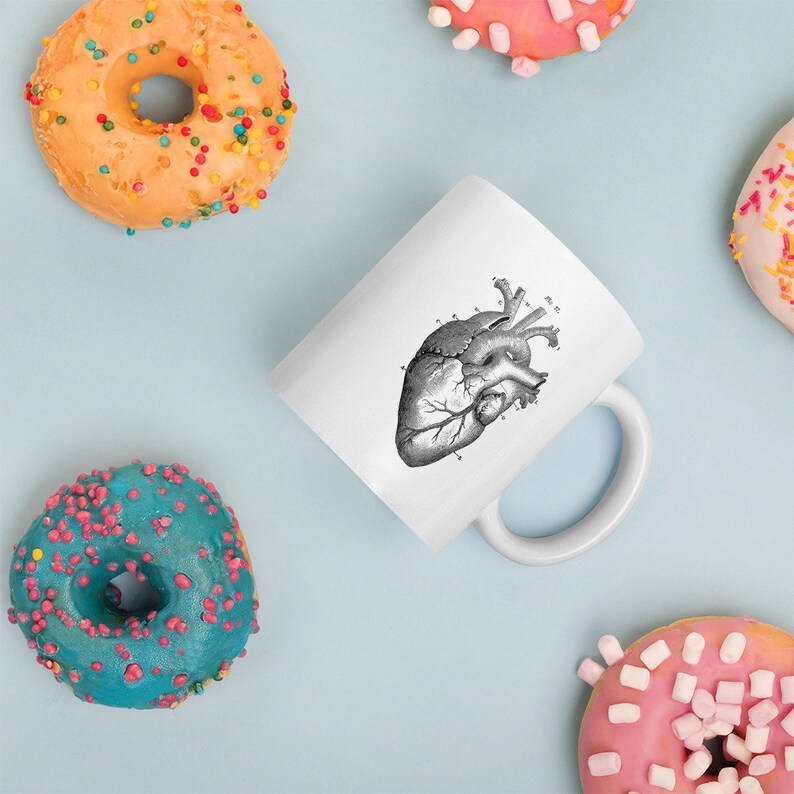 Vintage Heart Anatomy Drawing Coffee Mug, Cardiology Doctor Graduate ...