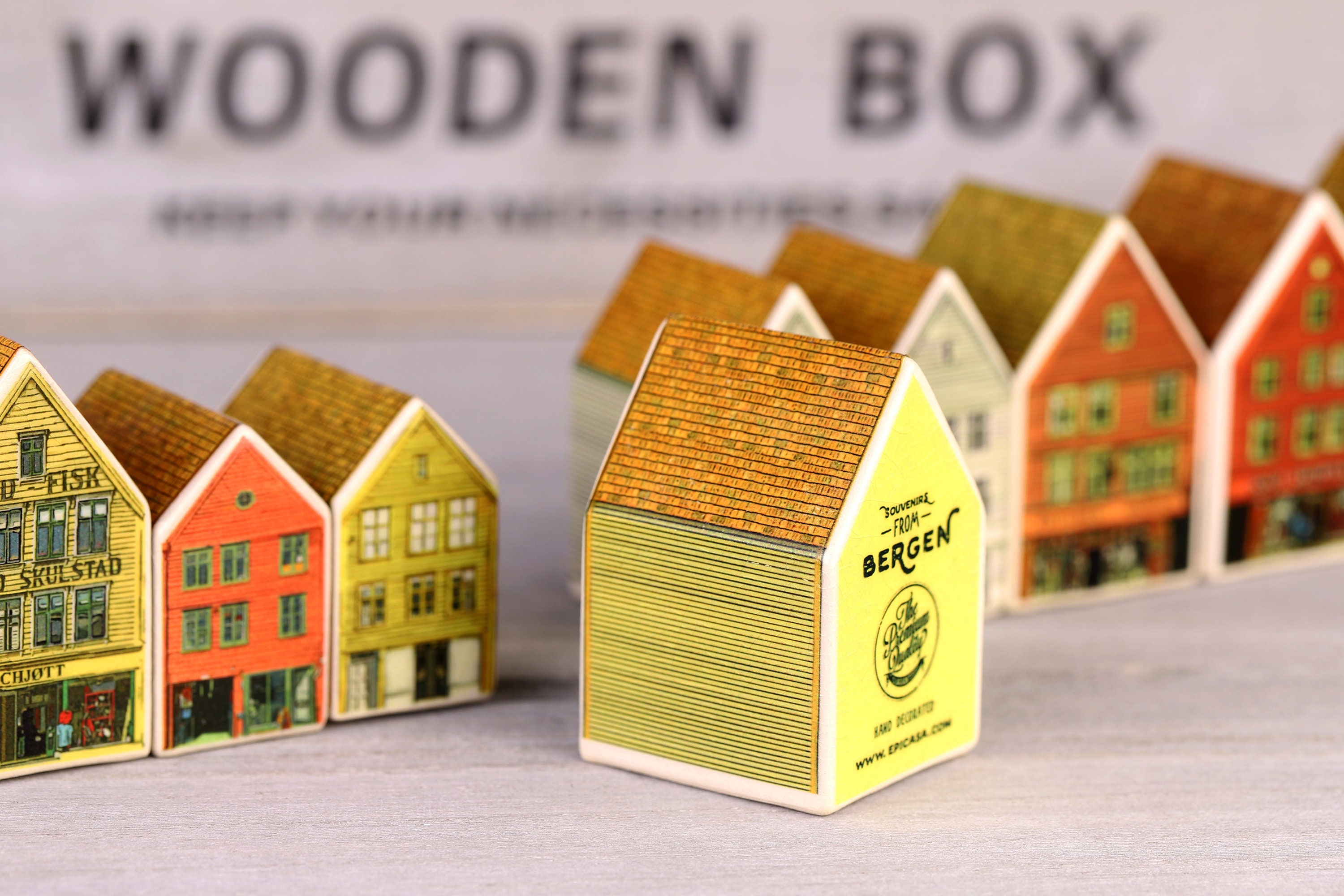 Bryggen Bergen Houses Set, Norwegian Gifts, Hand Decorated Ceramic ...