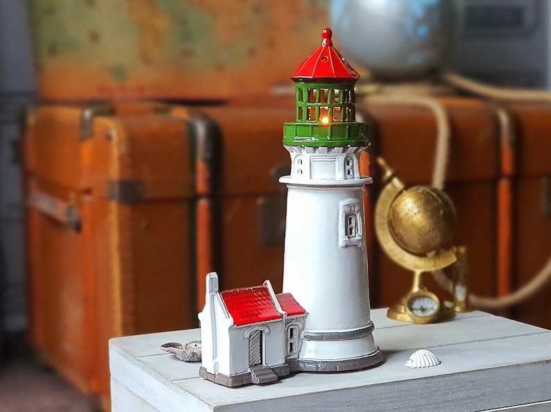 Umpqua River Handmade Ceramic Lighthouse Model, Miniature Candle Holder ...