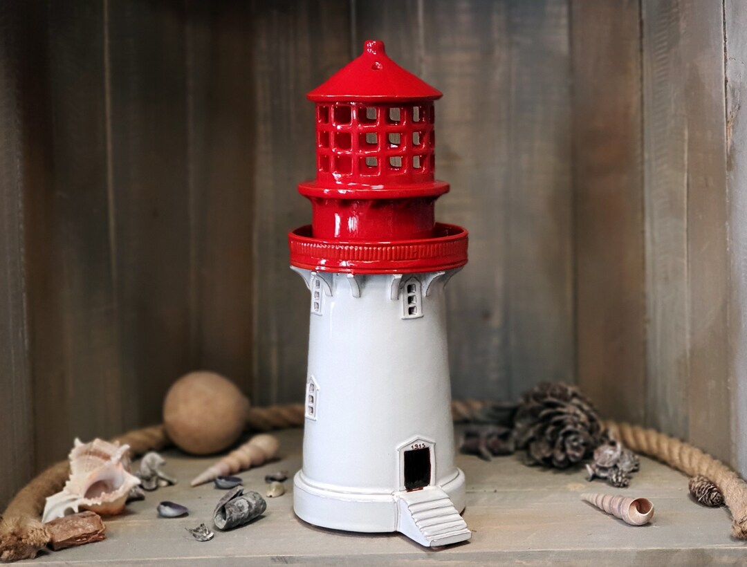 Handmade Ceramic Lighthouse Lindesnes, Tiny Clay Lighthouse, Miniature ...