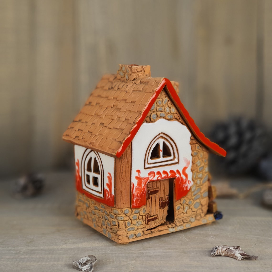 Small Ceramic Houses Village House Fragrance Oil Handmade - Etsy