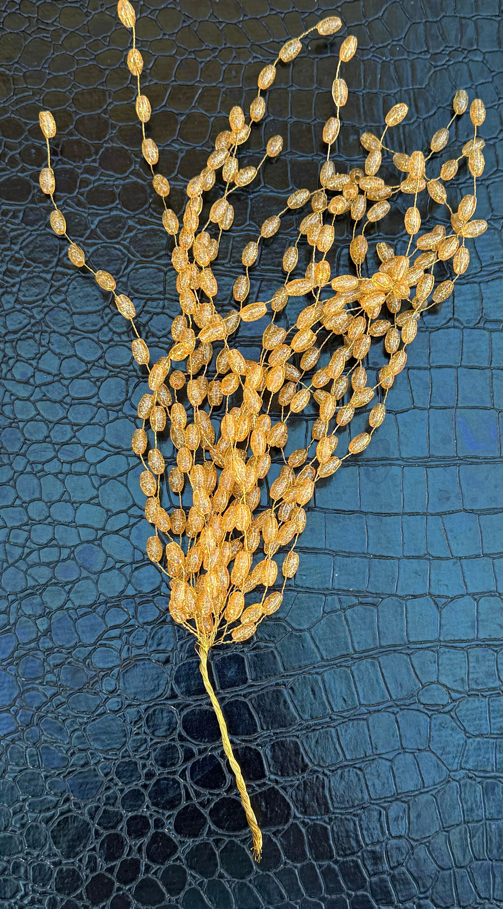 Golden Artificial Branches Hanging Beaded Branches Floral Arrangement ...