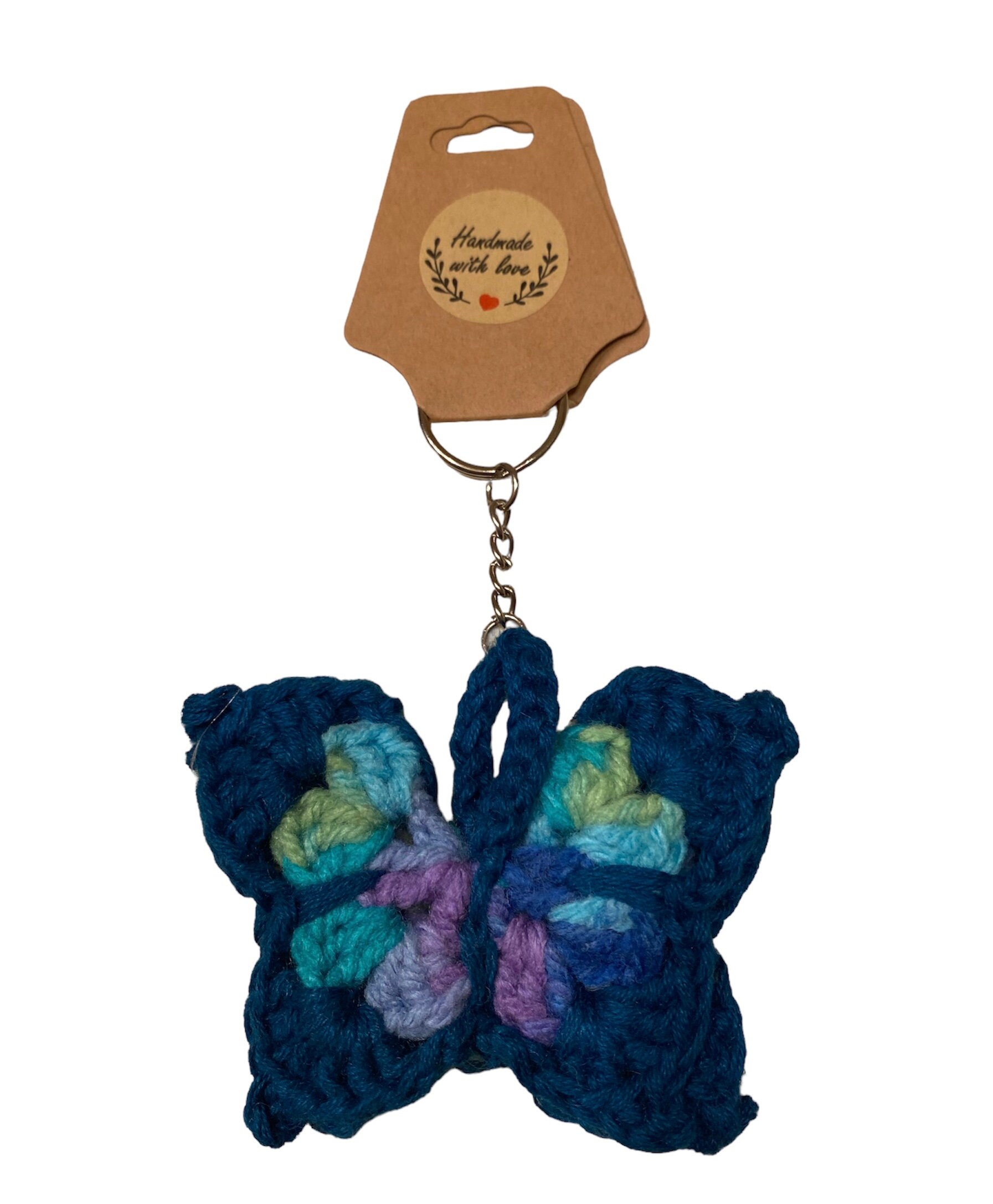 Handmade 3D Butterfly Key Chain Crochet Butterfly Keychains Rainbow ...