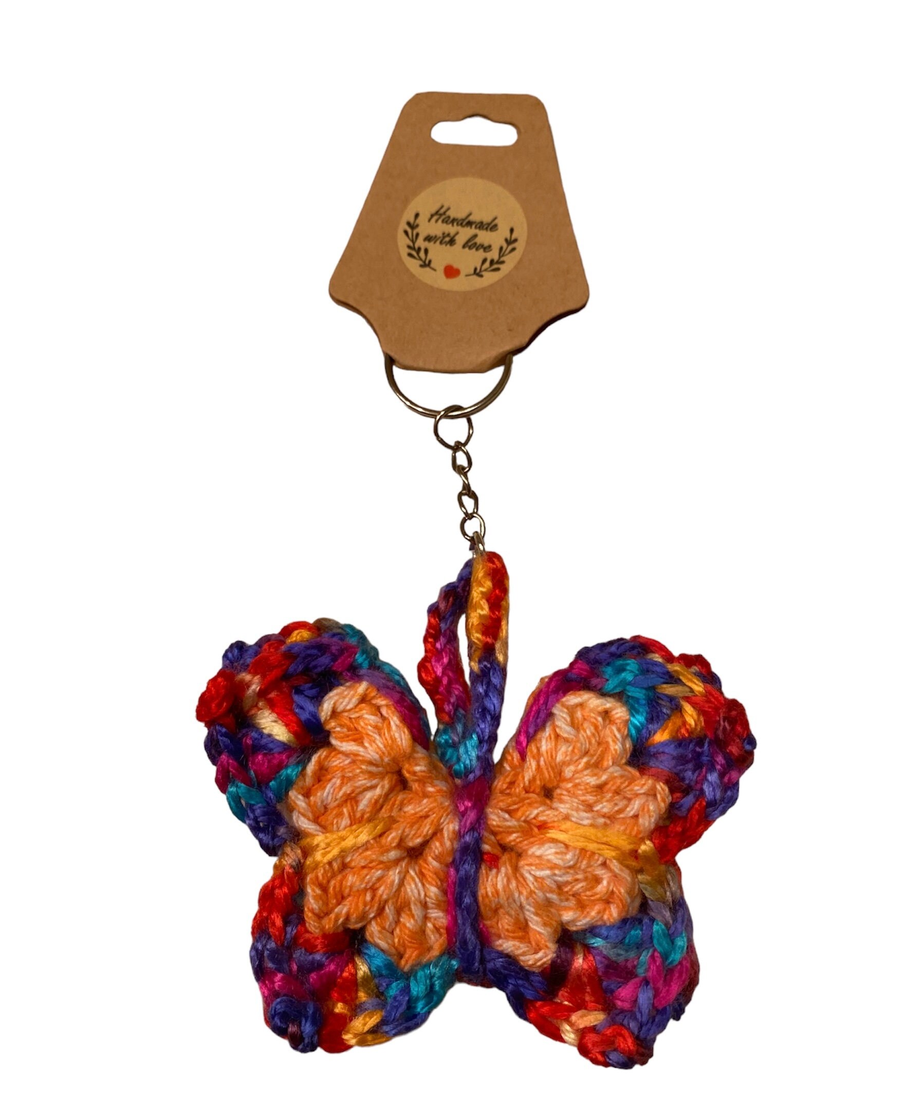 Handmade 3D Butterfly Key Chain Crochet Butterfly Keychains Rainbow ...