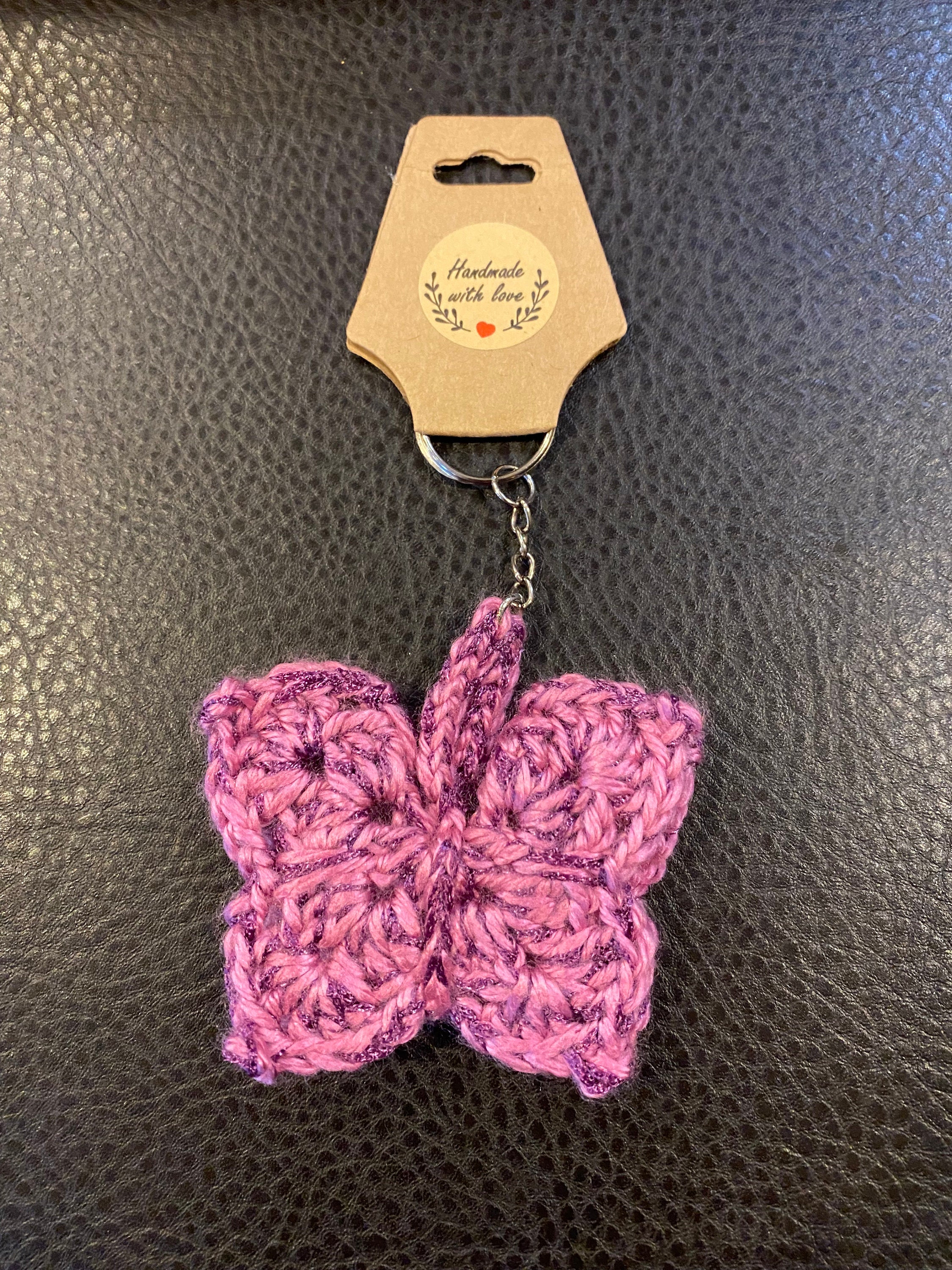 Rainbow Butterfly Key Ring Crochet 3D Butterfly Keychain Cute Handmade ...