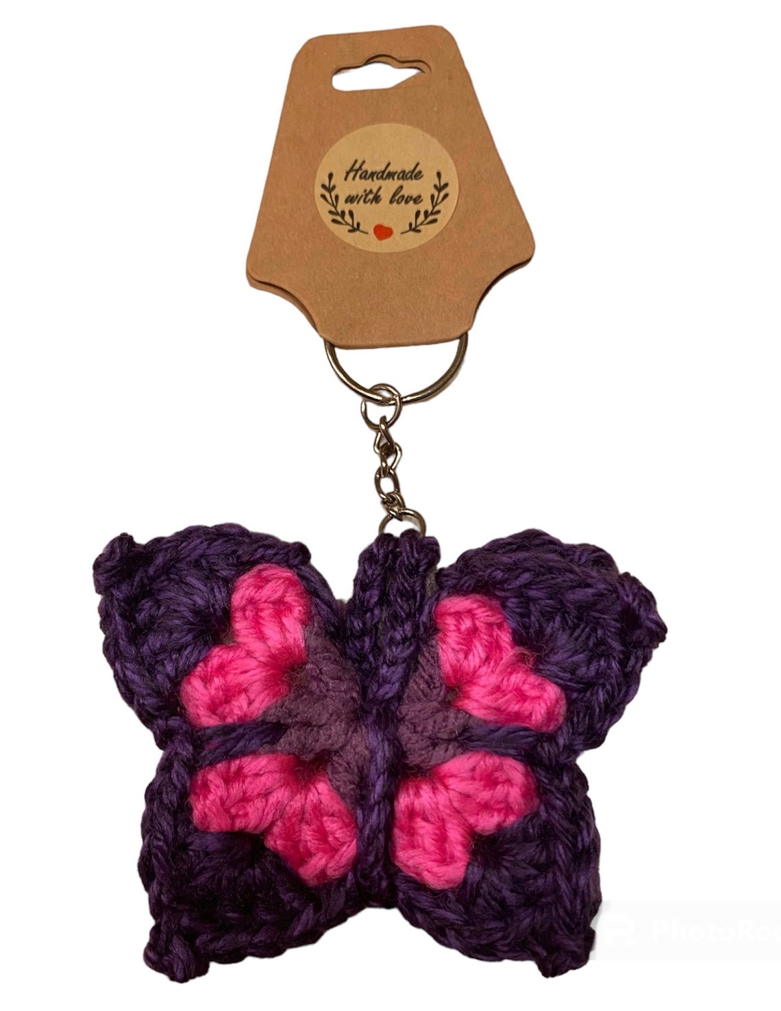 Handmade 3D Butterfly Key Chain Crochet Butterfly Keychains Rainbow ...
