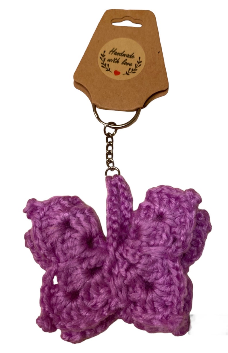 Handmade 3D Butterfly Key Chain Crochet Butterfly Keychains Rainbow ...