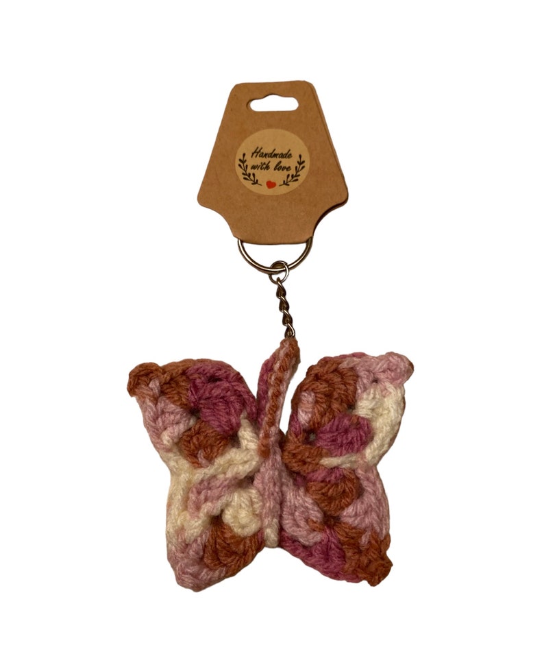 Handmade 3D Butterfly Key Chain Crochet Butterfly Keychains Rainbow ...