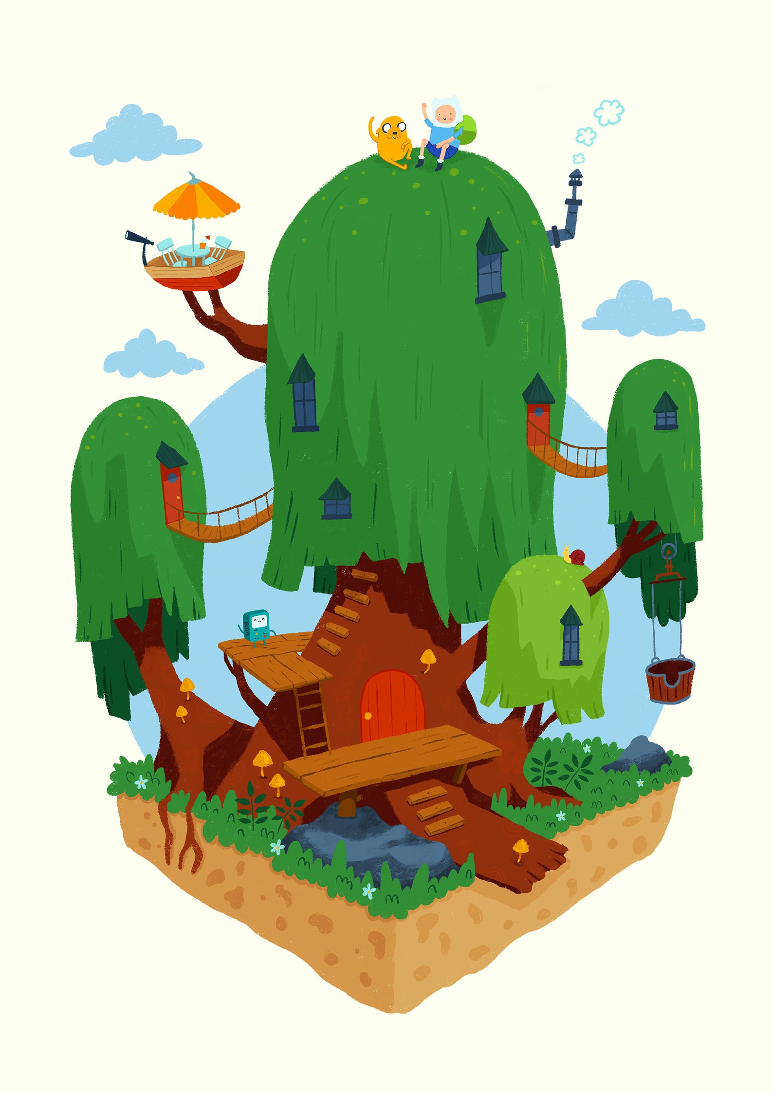 Adventure Time, Treehouse, High Quality, Giclée, Art Print, Poster, A4 ...