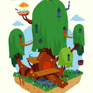 Adventure Time, Treehouse, High Quality, Giclée, Art Print, Poster, A4 ...
