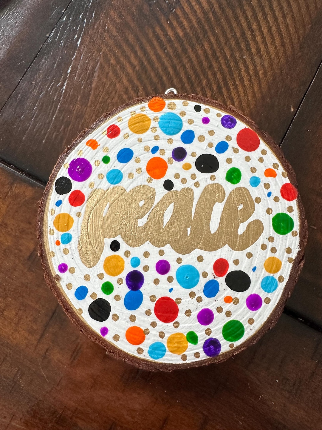 Hand Painted Wood Slice Ornament - Etsy