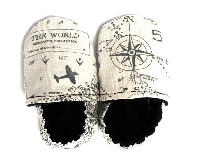 NAVIGATOR Tula Booties, Baby Map Shoes, Soft Soled Shoes Black and ...