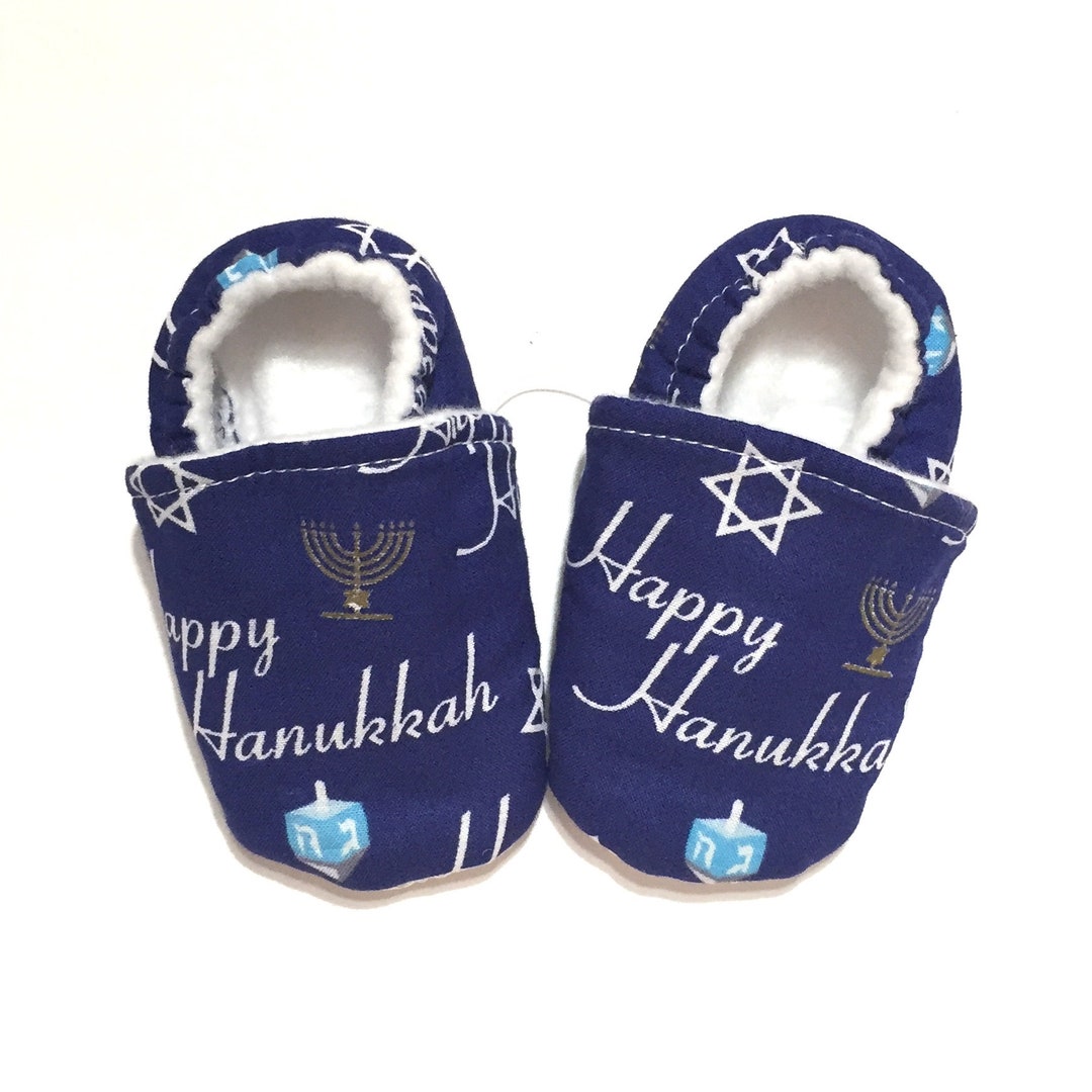 Hanukkah Booties Blue Baby Shoes With Dreidel Menorah Star - Etsy