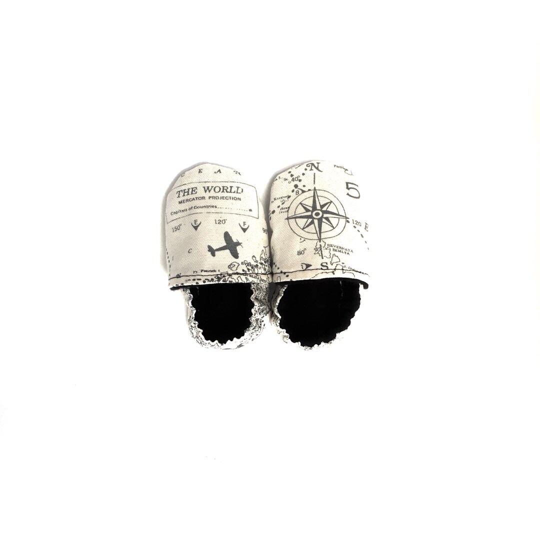 NAVIGATOR Tula Booties, Baby Map Shoes, Soft Soled Shoes Black and ...