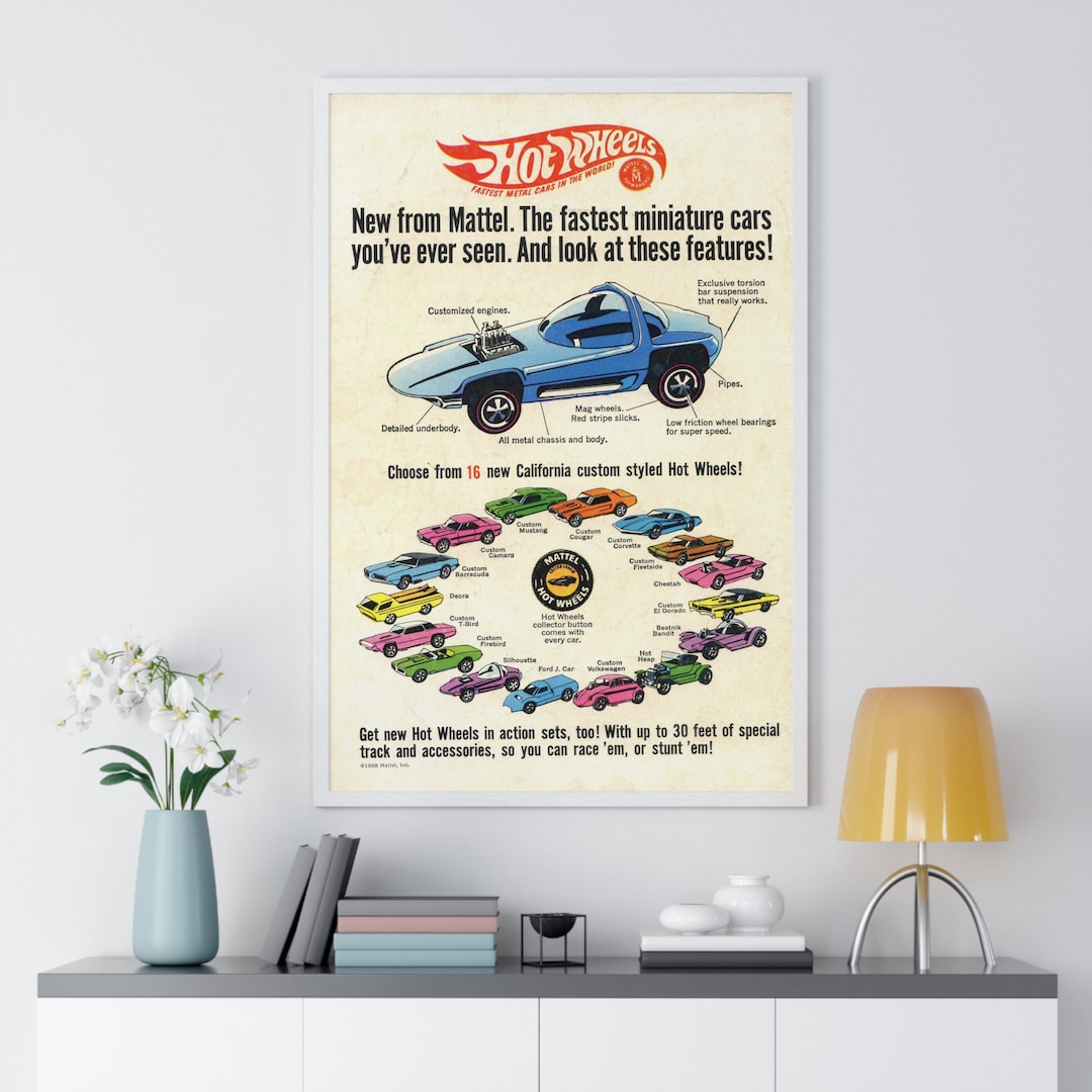 Hot Wheels Sweet Sixteen 1968 Framed Poster: Spectraflame Car Art - Etsy