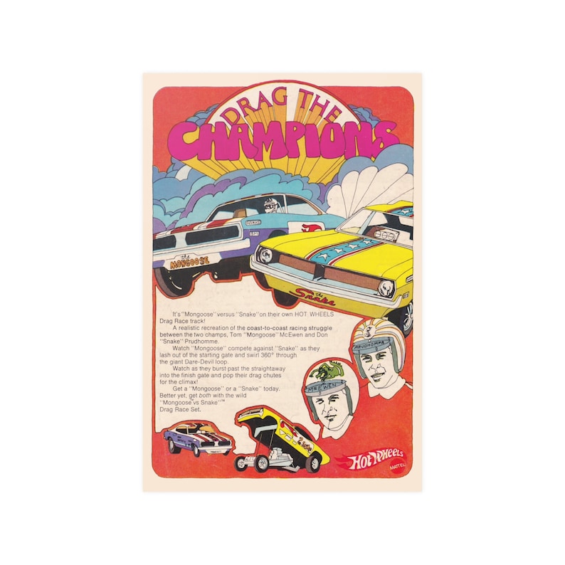 Hot Wheels - Snake and Mongoose - Drag the Champions - Authentic 1970 ...