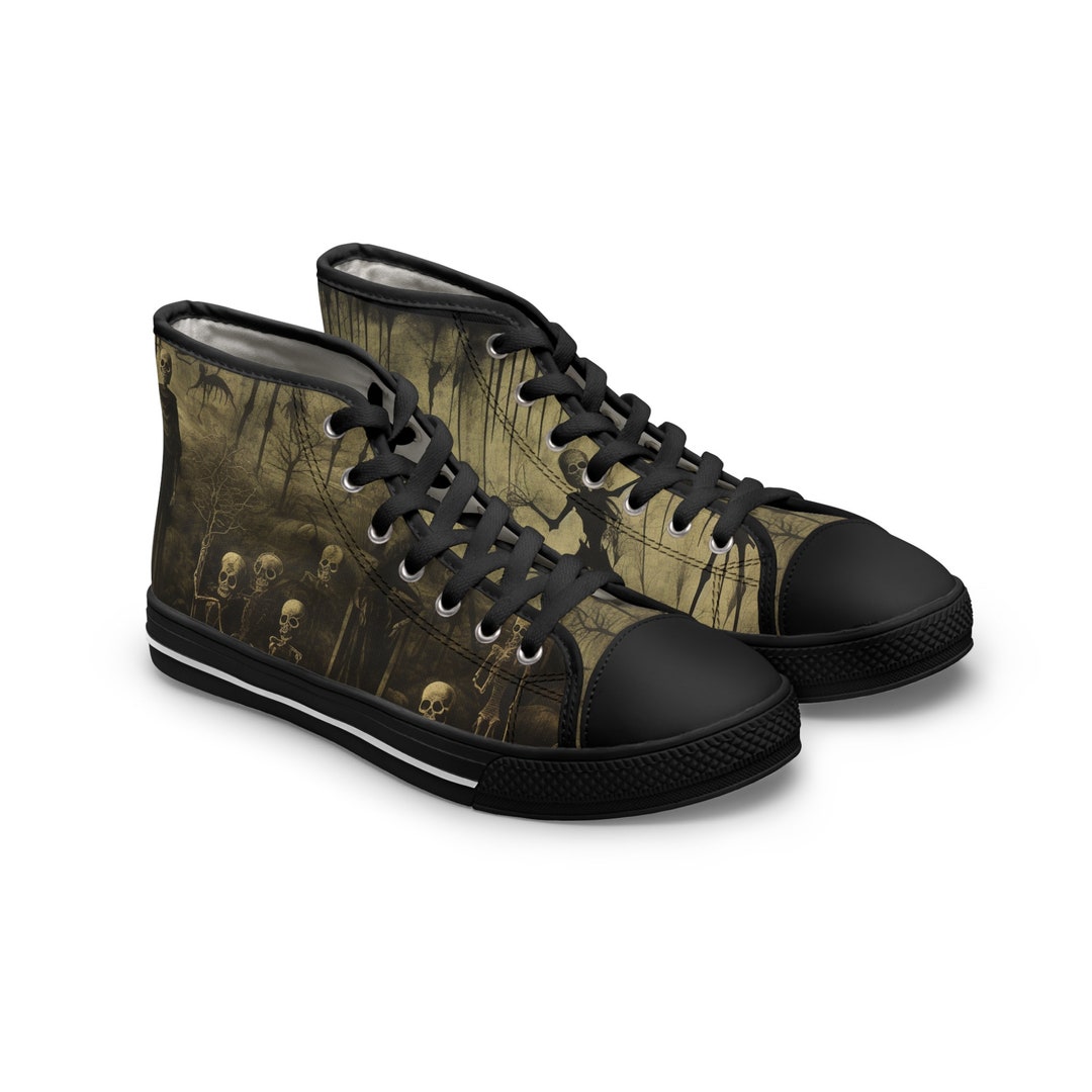 Vintage Skeleton High Top Sneakers - Spooky Halloween Style - Etsy