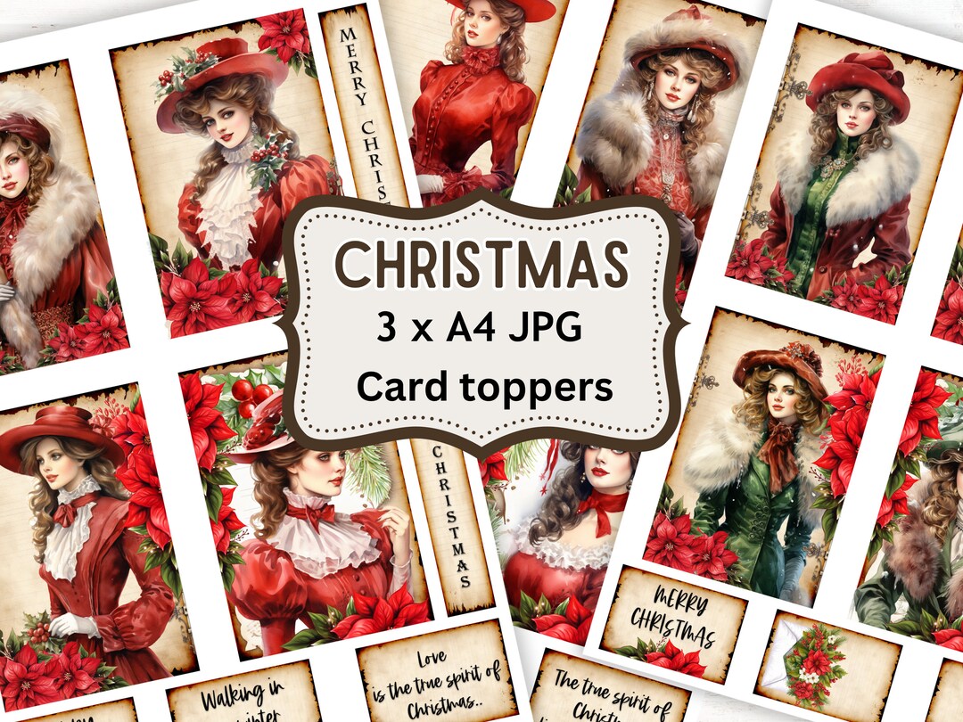 Christmas Card Toppers,fuzzycut, Holiday Tags, Scrapbook Kit, Printable ...