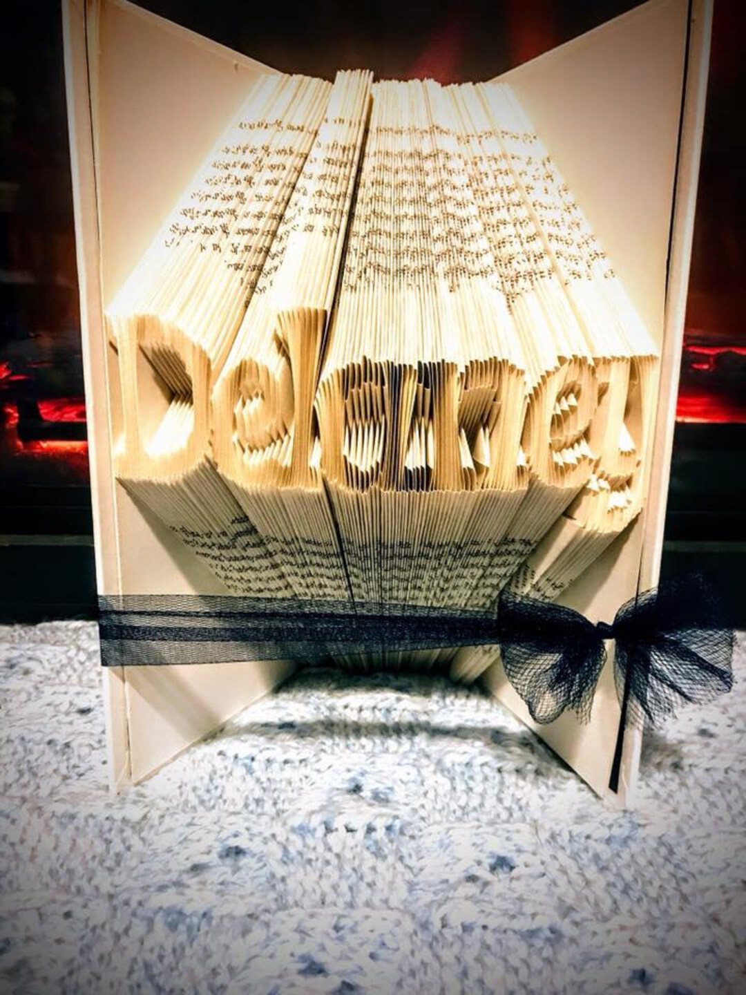 Custom Name Folded Book - Christmas - Book Lover - Paper Anniversary ...
