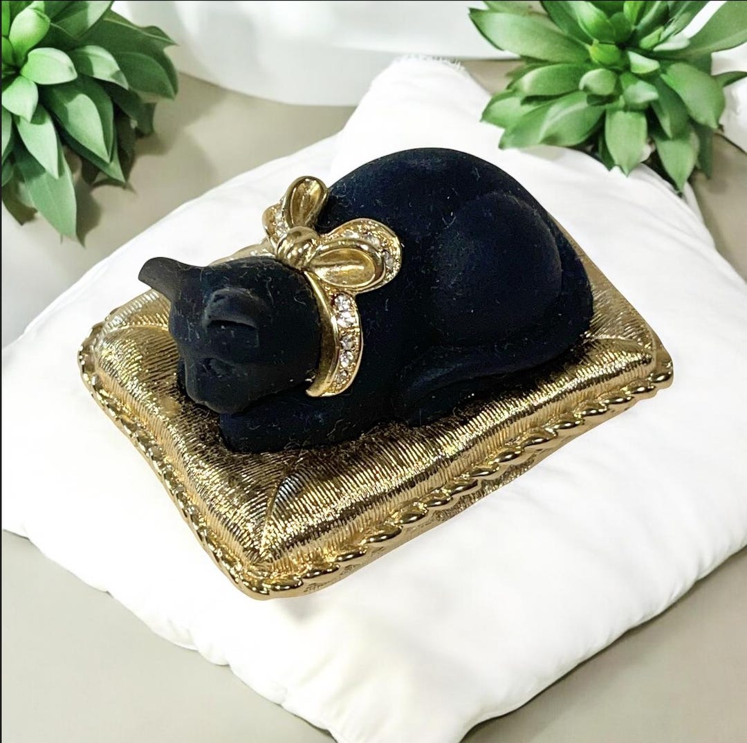 Vintage Estée Lauder Frosted Black Cat Solid Perfume Compact - Etsy