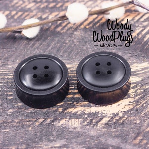 Black Ebonite Ear Gauges Buttons - Ebonite Plugs Buttons - Gauges in ...