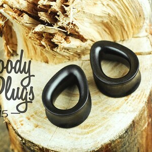 Black Tunnels Teardrop Gauges Plug Earrings Black Ear Plugs | Etsy