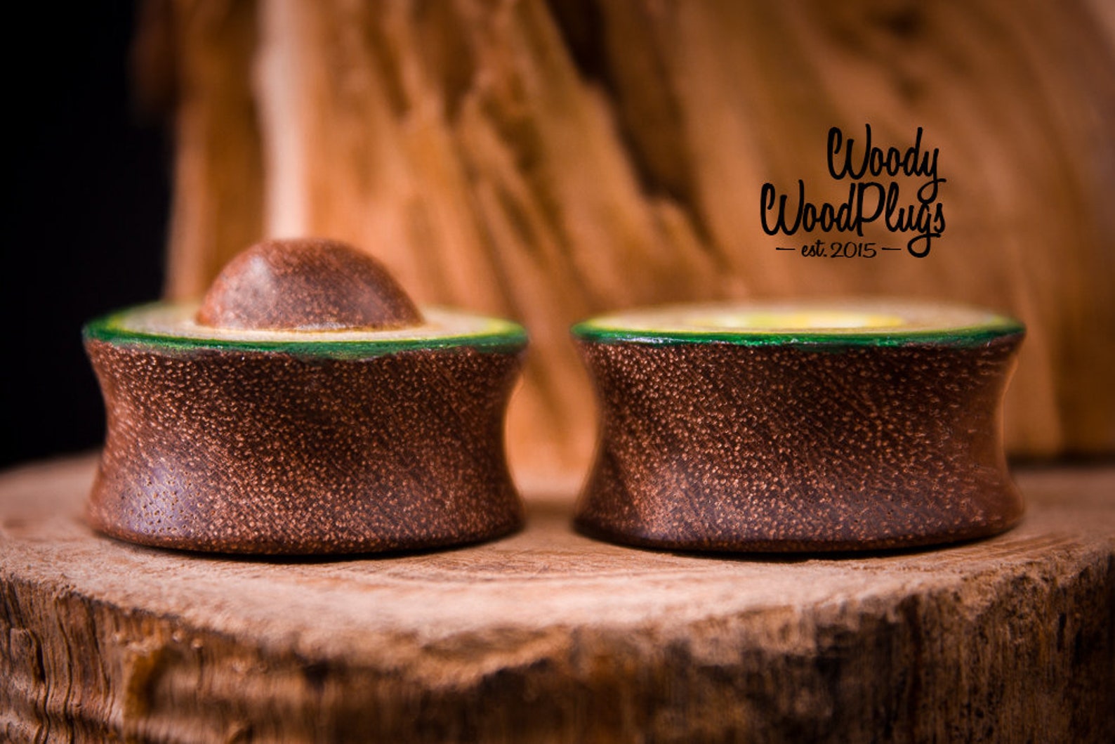 Pair of Teardrop Avocado Wood Ear Plugs Vegan Avocado Gauges - Etsy
