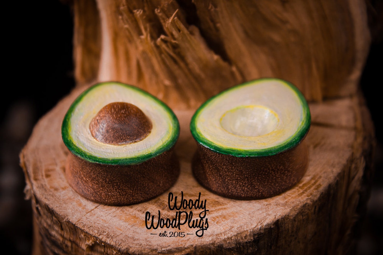 Pair of Teardrop Avocado Wood Ear Plugs Vegan Avocado Gauges - Etsy
