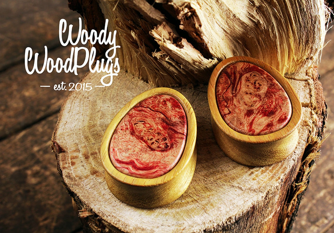 Natural Red Plugs Teardrop Plugs Red Wooden Gauges - Etsy