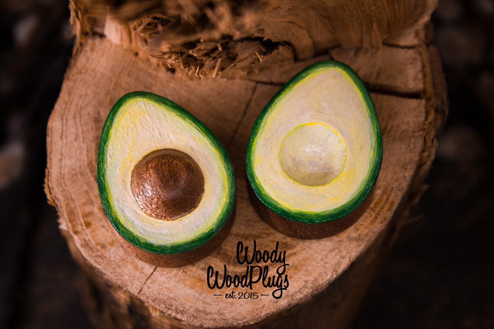 Pair of Teardrop Avocado Wood Ear Plugs Vegan Avocado Gauges - Etsy