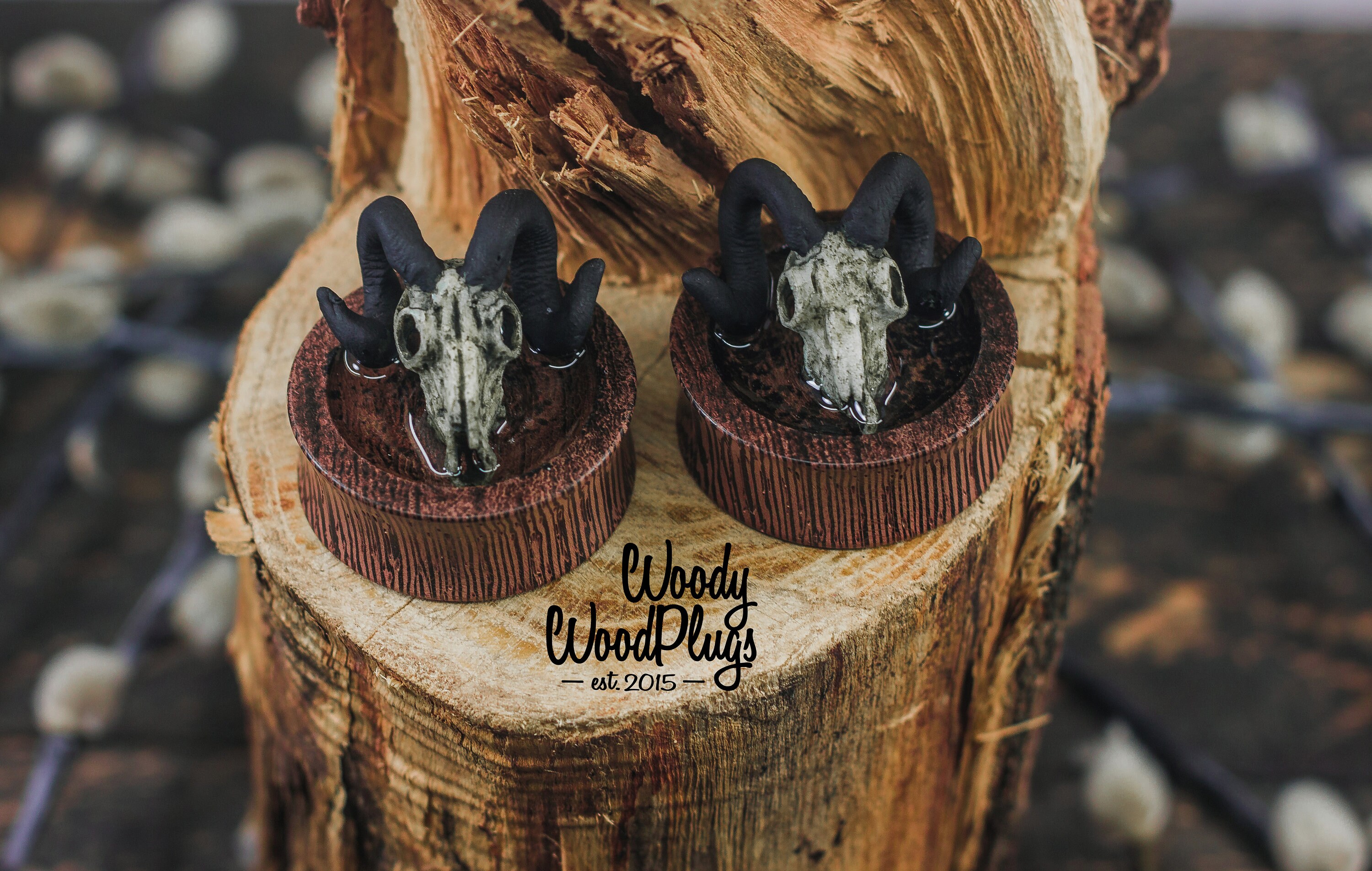 Wenge Wood Ear Plugs With Ram Skull Organic Wooden Ear | Etsy