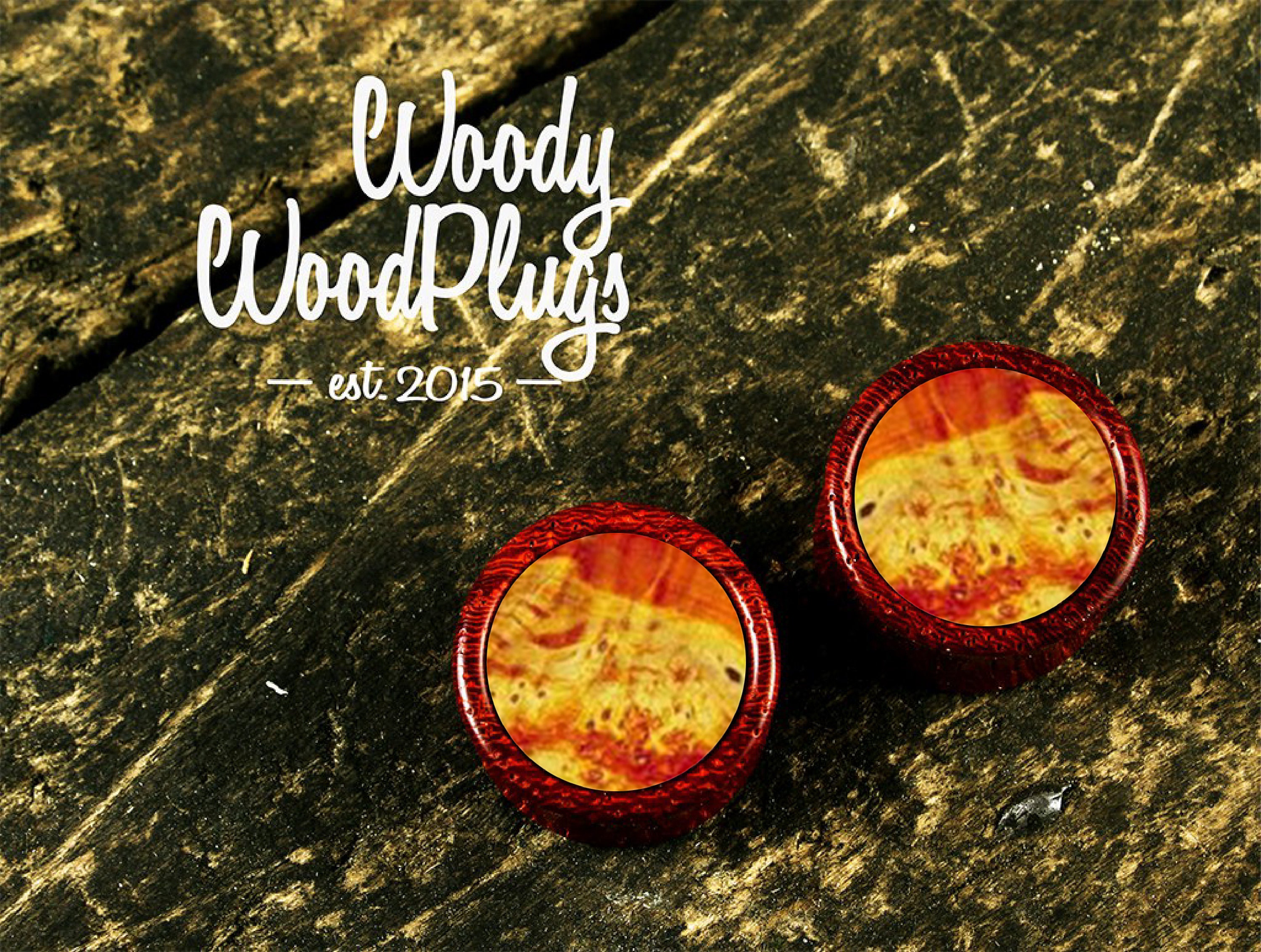 Red Ear Plugs With Violet Maple Inlay wood Purple Plugs Ear - Etsy