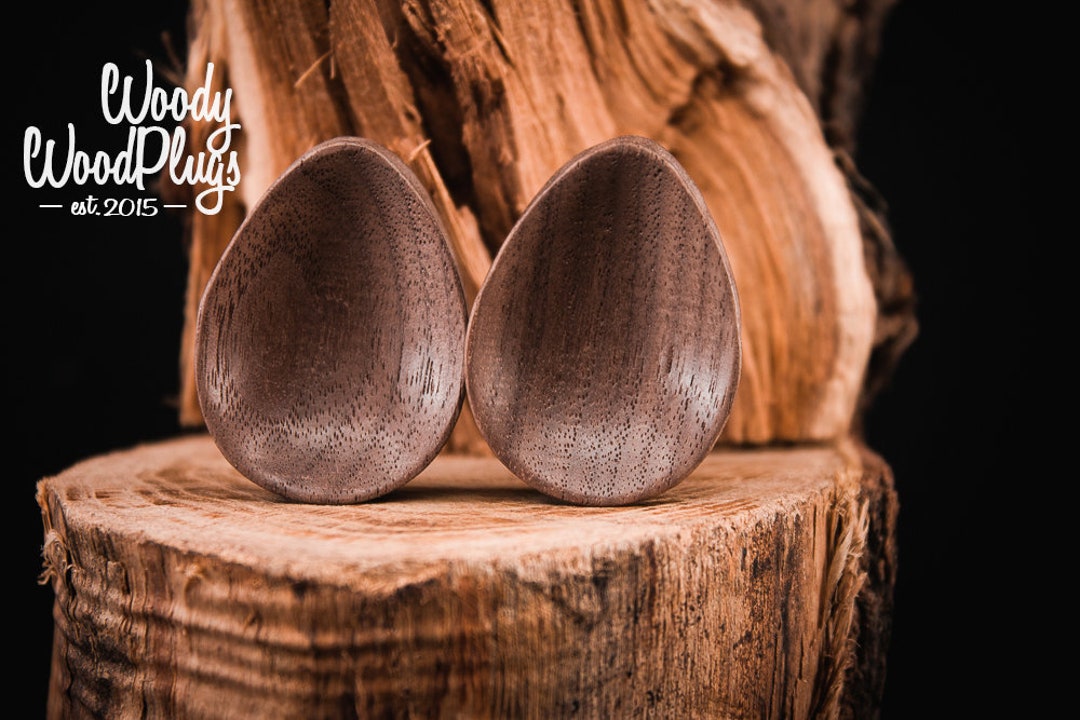 Teardrop Concave Ear Gauges From Brazil Nut - Dropshaped Concave Ear ...