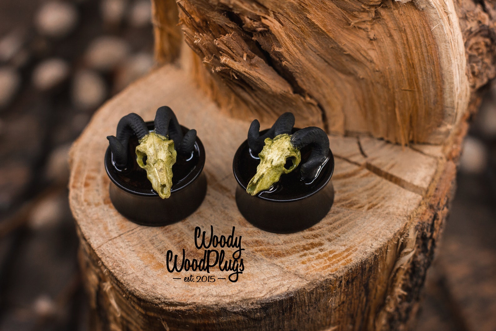 Wenge Wood Ear Plugs With Ram Skull Organic Wooden Ear - Etsy