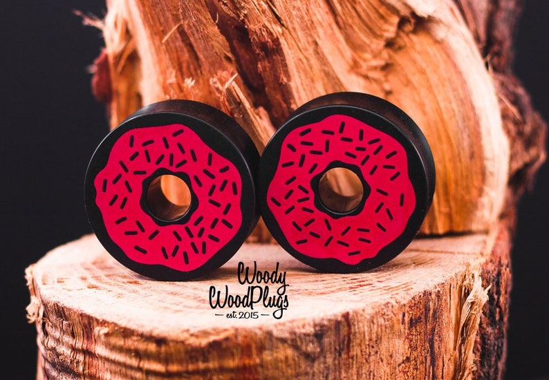 Wide Walled Red Donut Ear Plugs Black Ear Gauges 16mm 18mm - Etsy