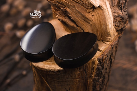 Ultra Black Ear Plugs Teardrop Plugs Drop Plugs Ebonite - Etsy