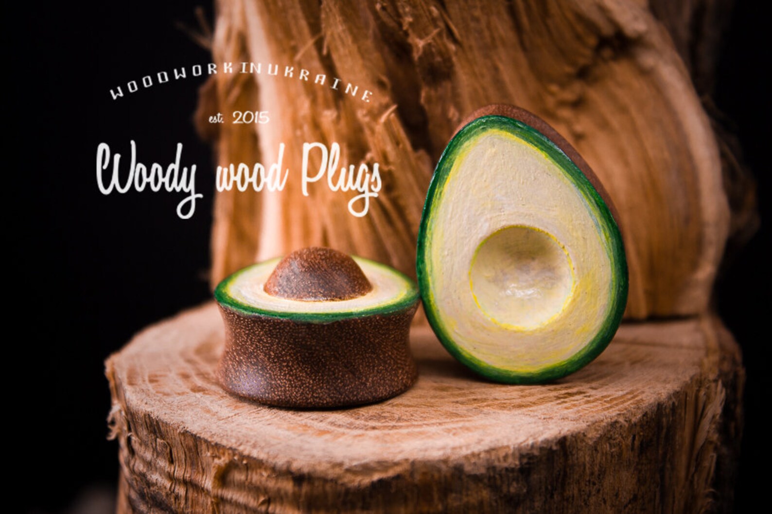 Pair of Teardrop Avocado Wood Ear Plugs Vegan Avocado Gauges - Etsy