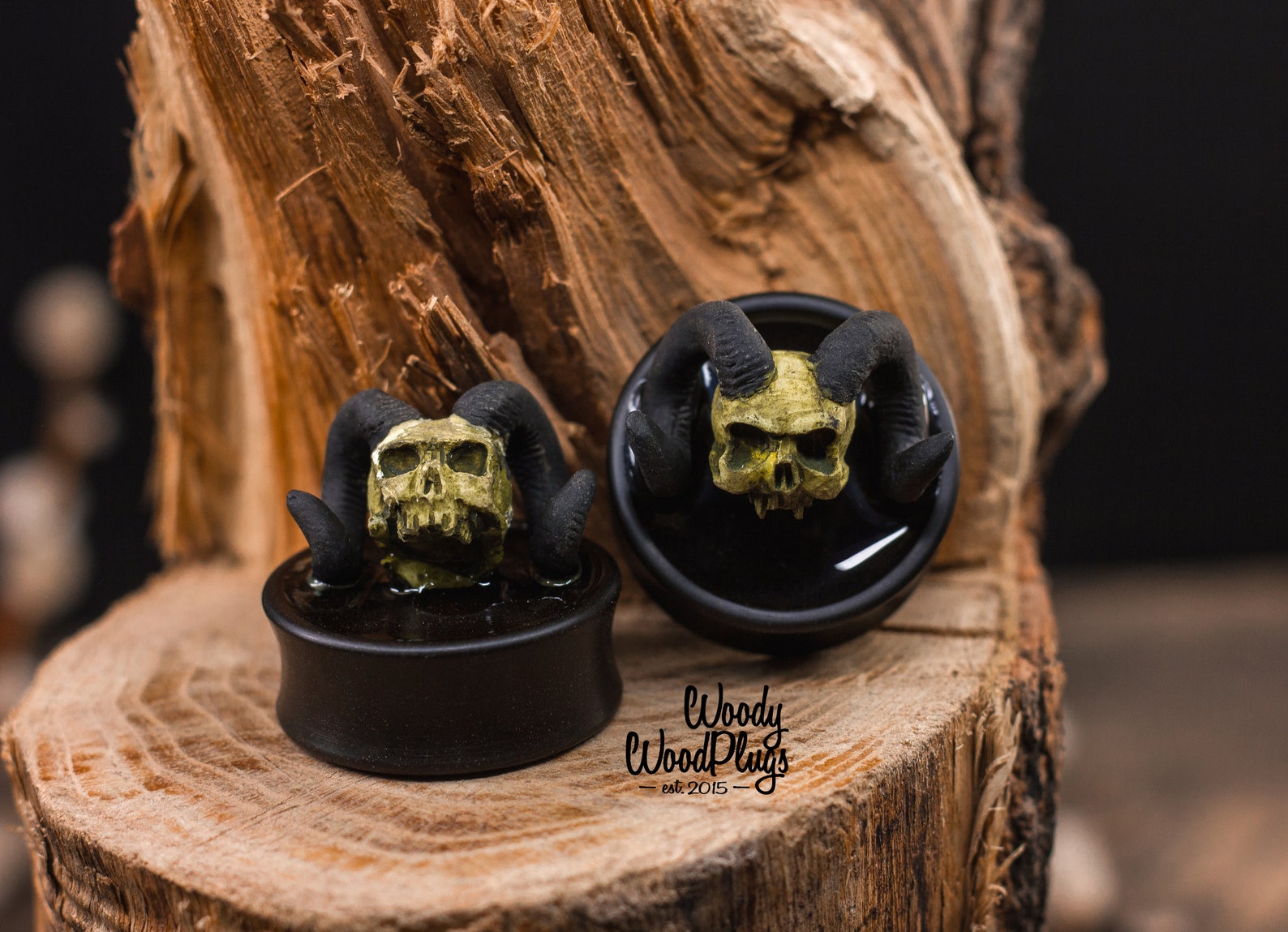 3D Black Plugs With Demon Skulls Halloween Ear Plug Gauges 20 - Etsy