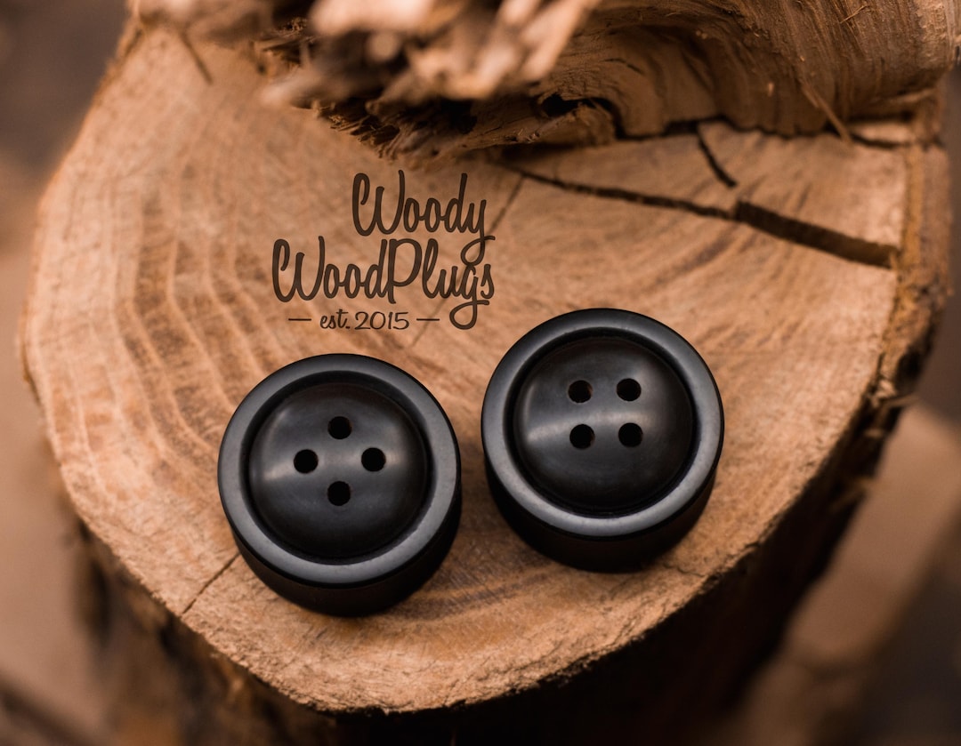 Black Ebonite Ear Gauges Buttons - Ebonite Plugs Buttons - Gauges in ...