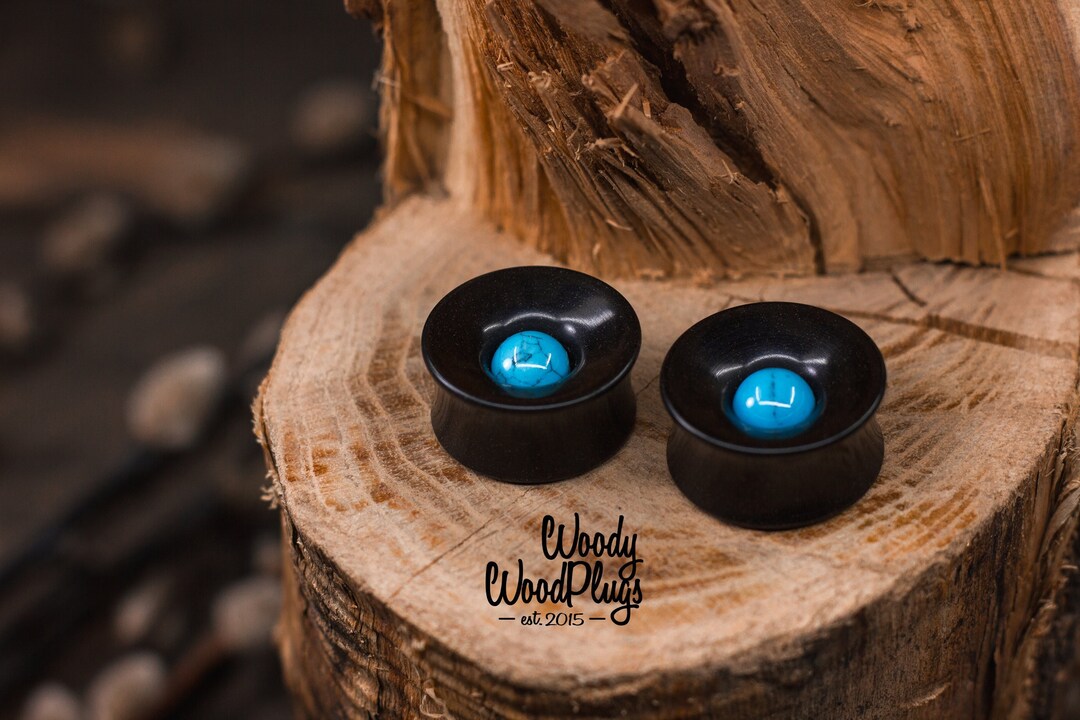 Handmade Concave Ear Plugs With Sky Blue Pearl – Organic Saddle Fit ...