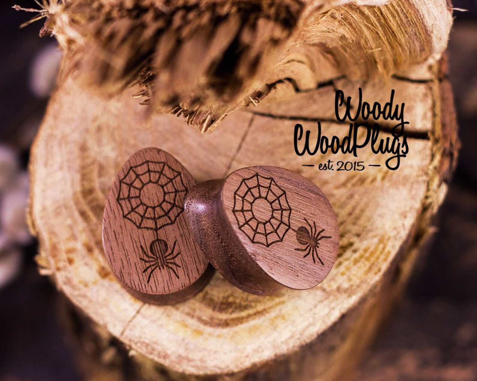 Teardrop Wood Plugs Spider Web / Dropshaped Plugs Spider / - Etsy