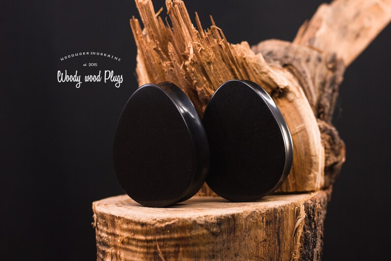 Ultra Black Ear Plugs Teardrop Plugs Drop Plugs Ebonite - Etsy