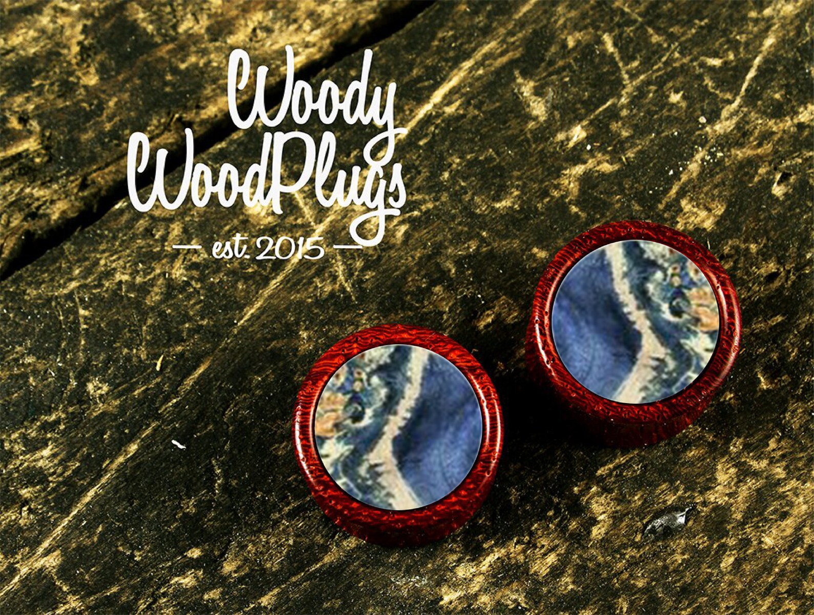 Red Ear Plugs With Violet Maple Inlay wood Purple Plugs Ear - Etsy