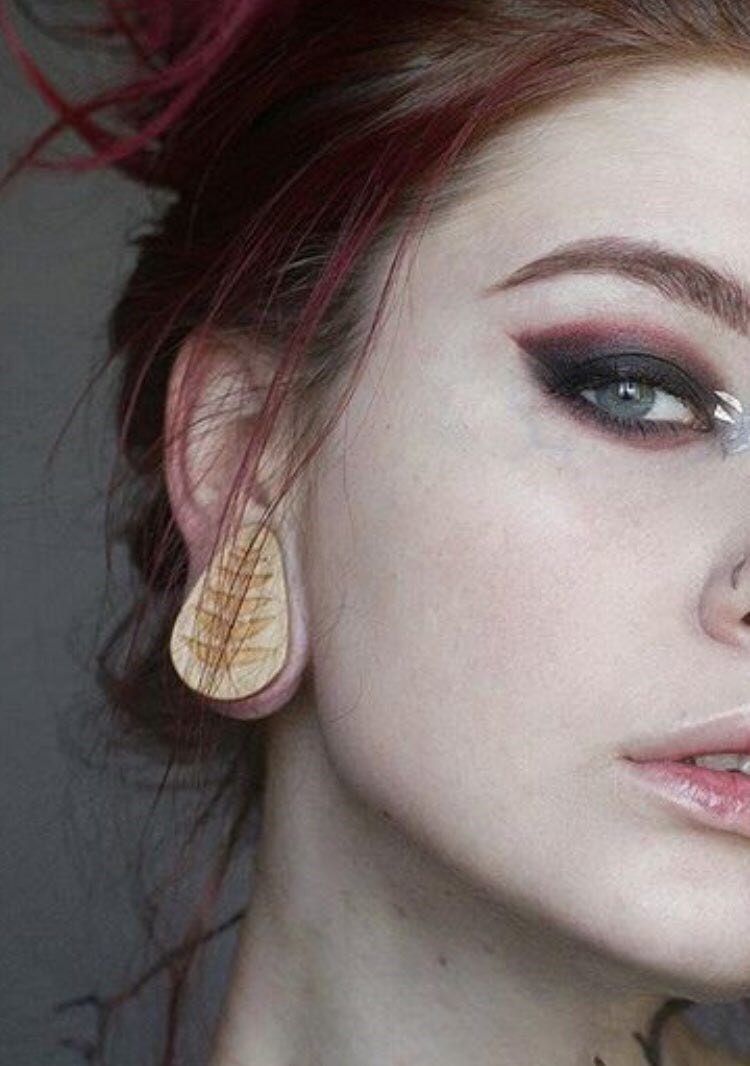 Teardrop Ear Plugs Fern Wood Plugs Floral Plugs - Etsy